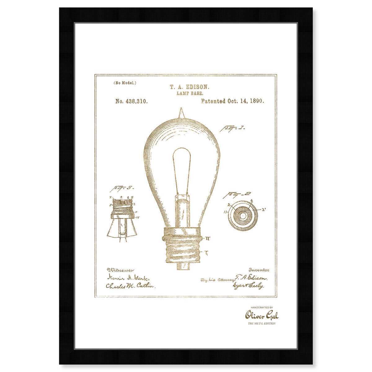 Edison Lamp Base 1890 II Gold | Wall Art by Oliver Gal