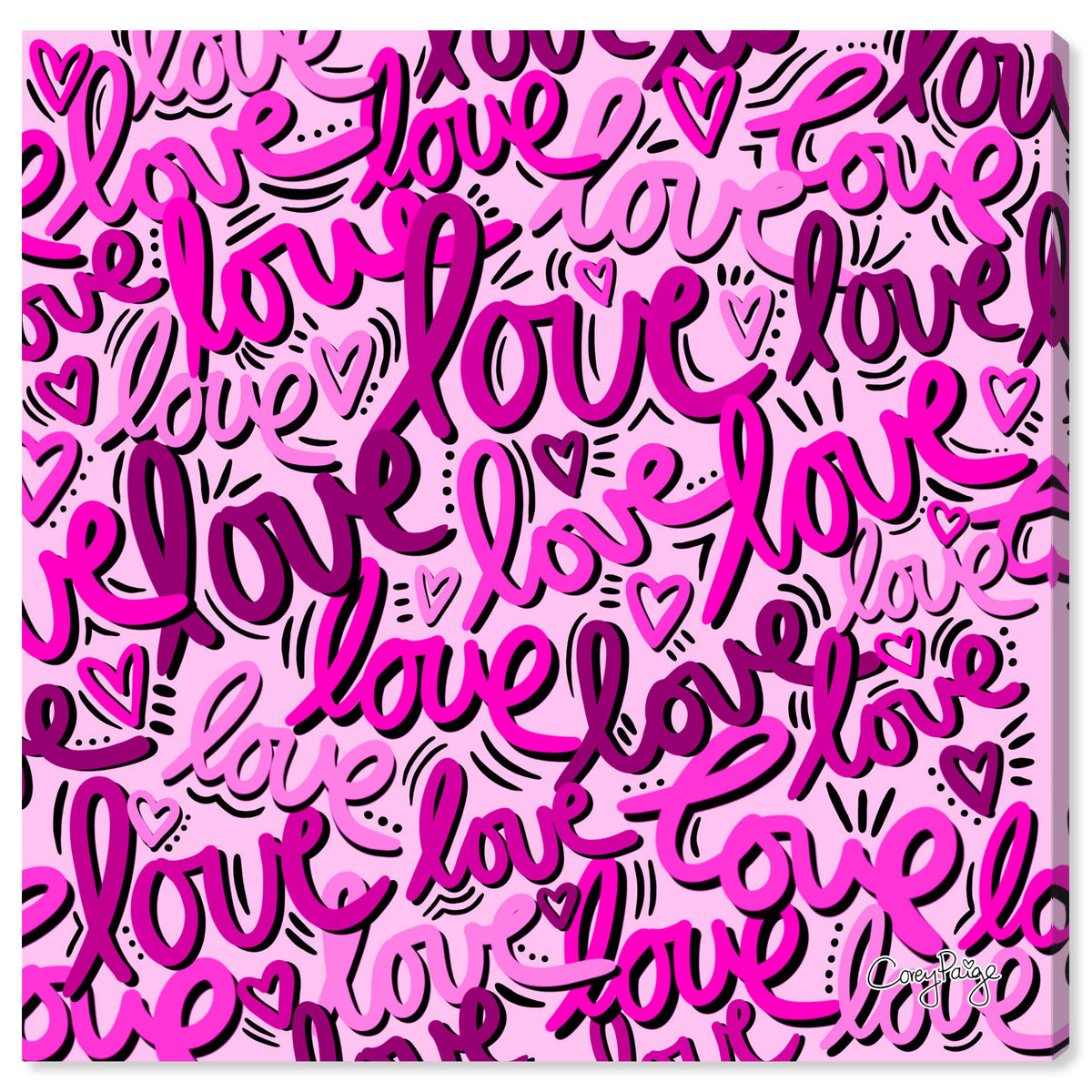 Corey Paige - Pink Script Love Wall Art | Oliver Gal